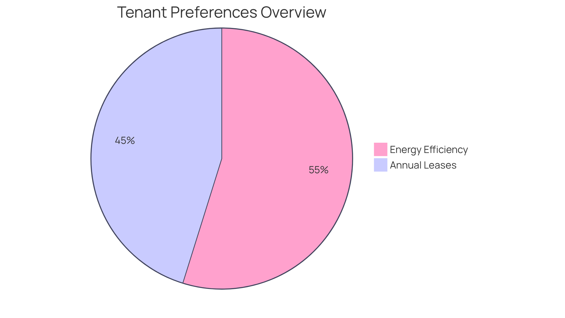 Each slice represents a preference among renters - the larger the slice, the more important that feature is to them.