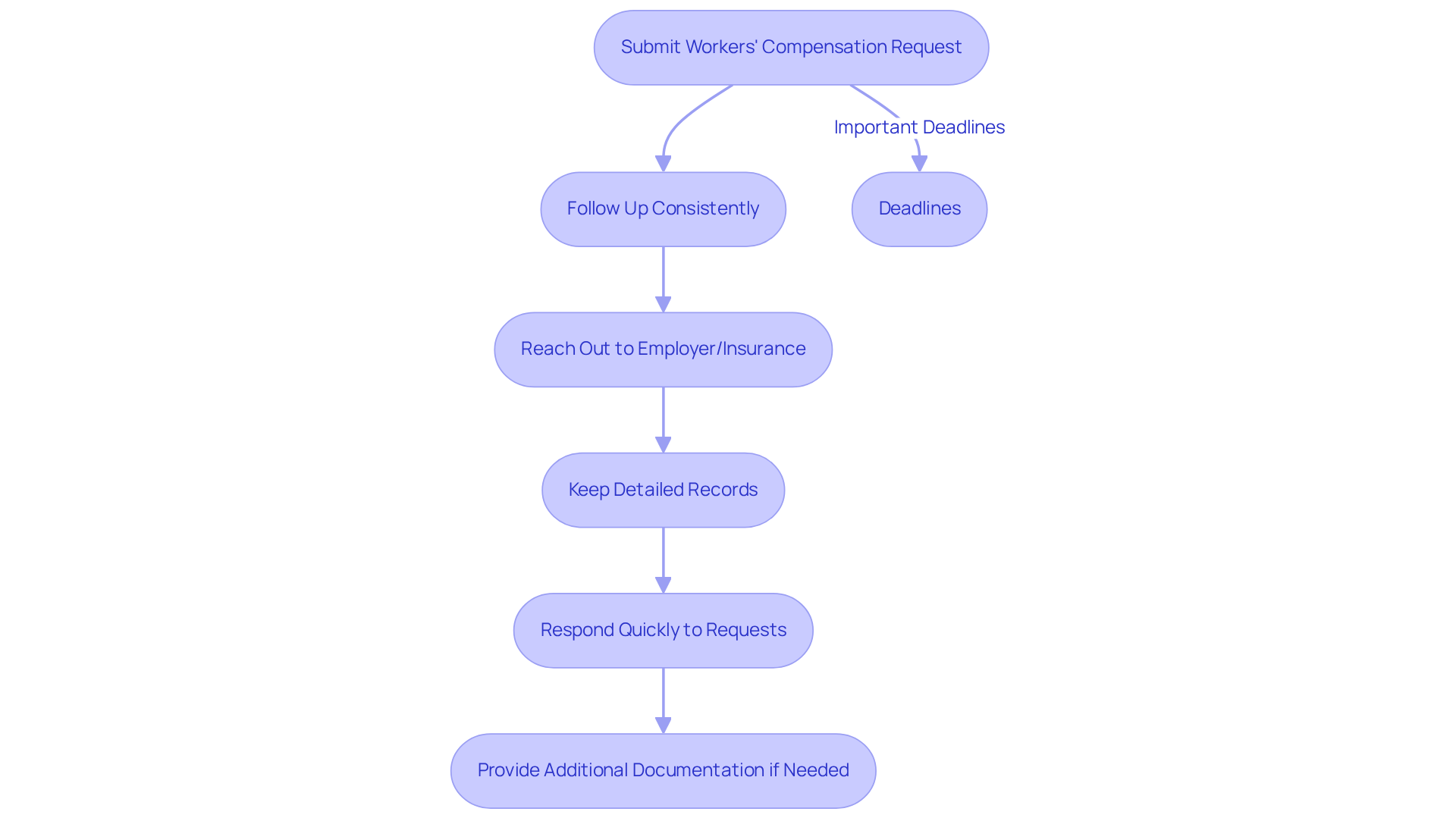 This flowchart guides you through the steps to take after submitting your claim. Each box represents an action you should follow, and the arrows show the order in which to do them. Remember the deadlines to ensure you don’t miss any important dates!