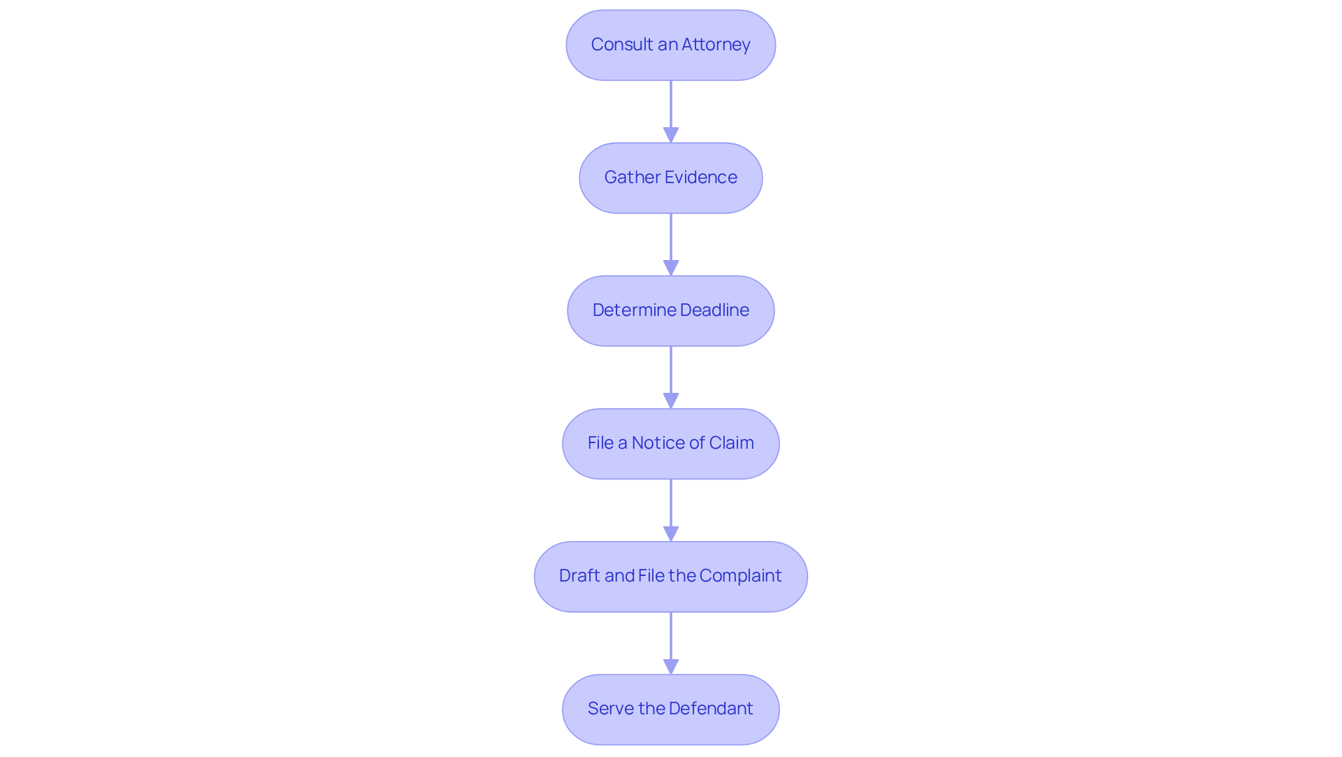 Each box represents a step you need to take in the lawsuit process. Follow the arrows to see how each step leads to the next, ensuring you don’t miss any important actions.