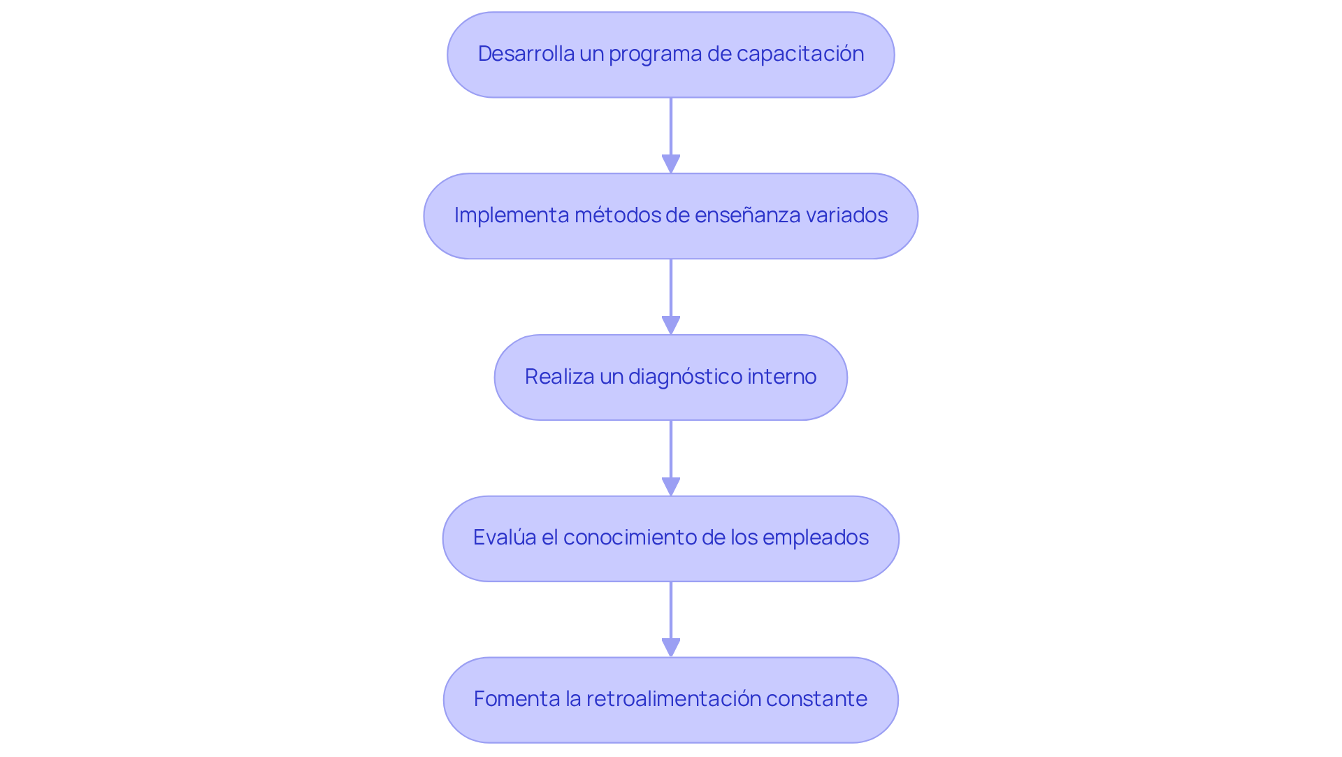 Cada paso representa una etapa en el proceso de capacitación. Sigue las flechas para ver cómo cada etapa se conecta y contribuye al desarrollo del personal.