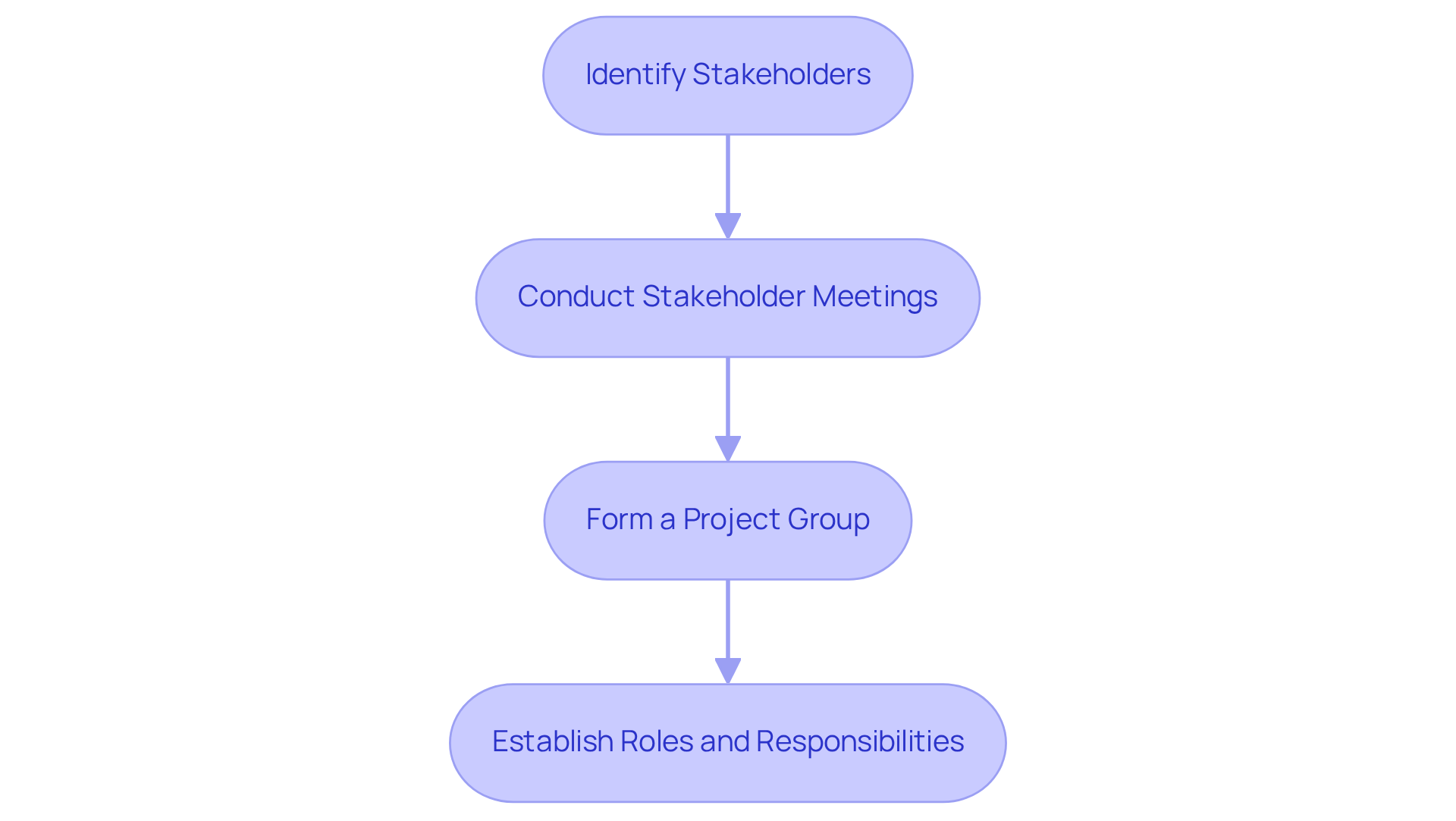 Each box represents a step in the process. Follow the arrows to see how each step leads to the next, ensuring a smooth transition from identifying stakeholders to establishing roles.