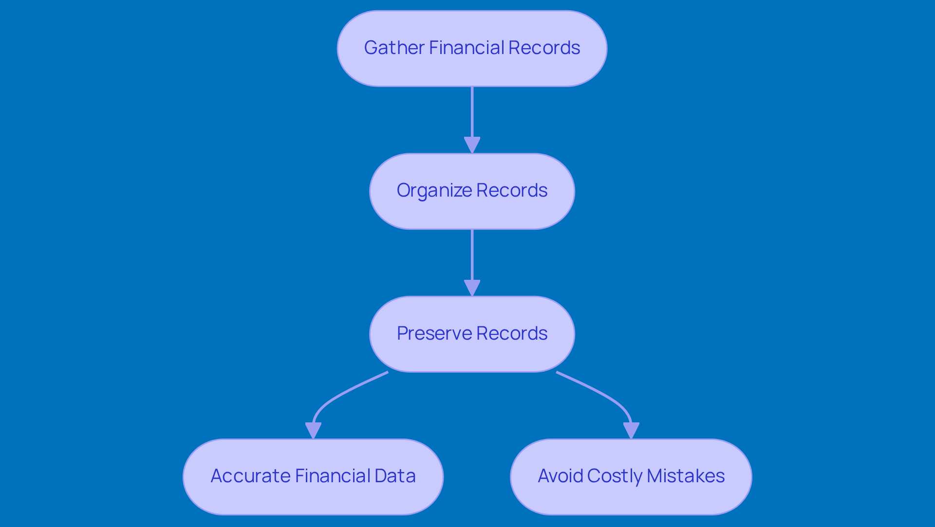This flowchart shows the steps tax professionals take to manage your financial records. Each box represents a key action, and the arrows guide you through the process. The outcomes highlight the benefits of keeping your records in order and the risks of neglecting them. This flowchart shows the steps tax professionals take to manage your financial records. Each box represents a key action, and the arrows guide you through the process. The outcomes highlight the benefits of keeping your records in order and the risks of neglecting them.