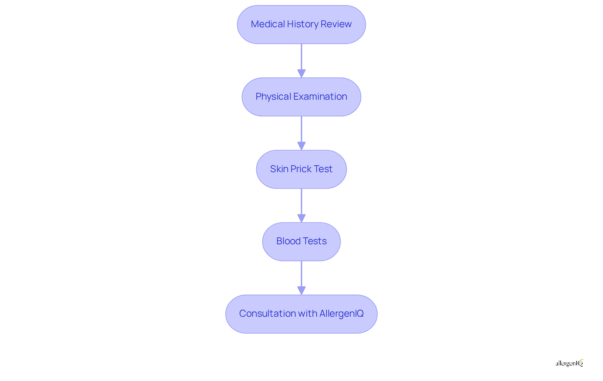 Each box represents a step in diagnosing a mold allergy. Follow the arrows to see how the process unfolds, starting from the initial medical history review to the final consultation.