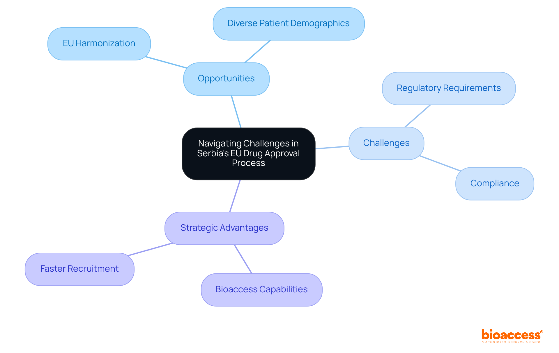 The central node represents the main theme, while branches show opportunities, challenges, and strategic advantages. Each color-coded branch helps you understand how different aspects relate to the overall process.