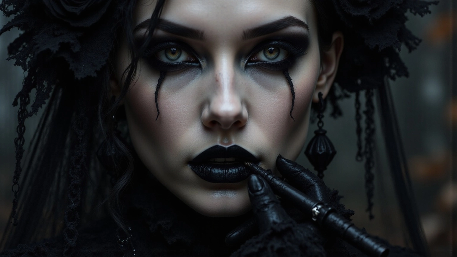 Bold Black Lip: A 90s Goth Icon