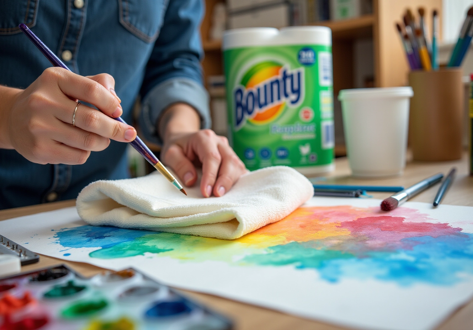 Bounty Towels in an Artist's Workspace Bounty Towels in an Artist's Workspace