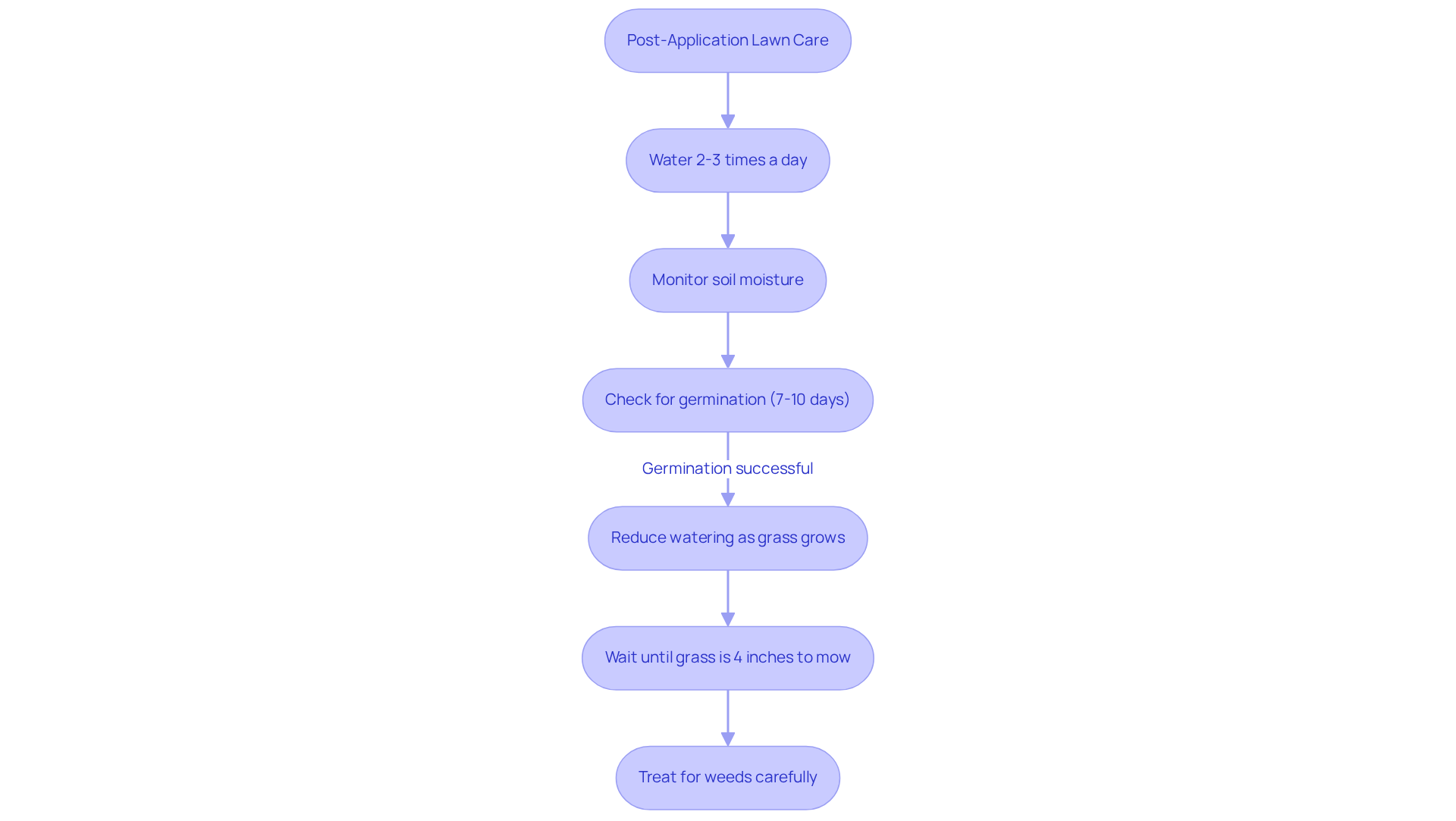 Follow the arrows to see what to do after applying turf spray. Each step helps ensure your lawn grows healthy and strong - from watering to mowing and weed management.