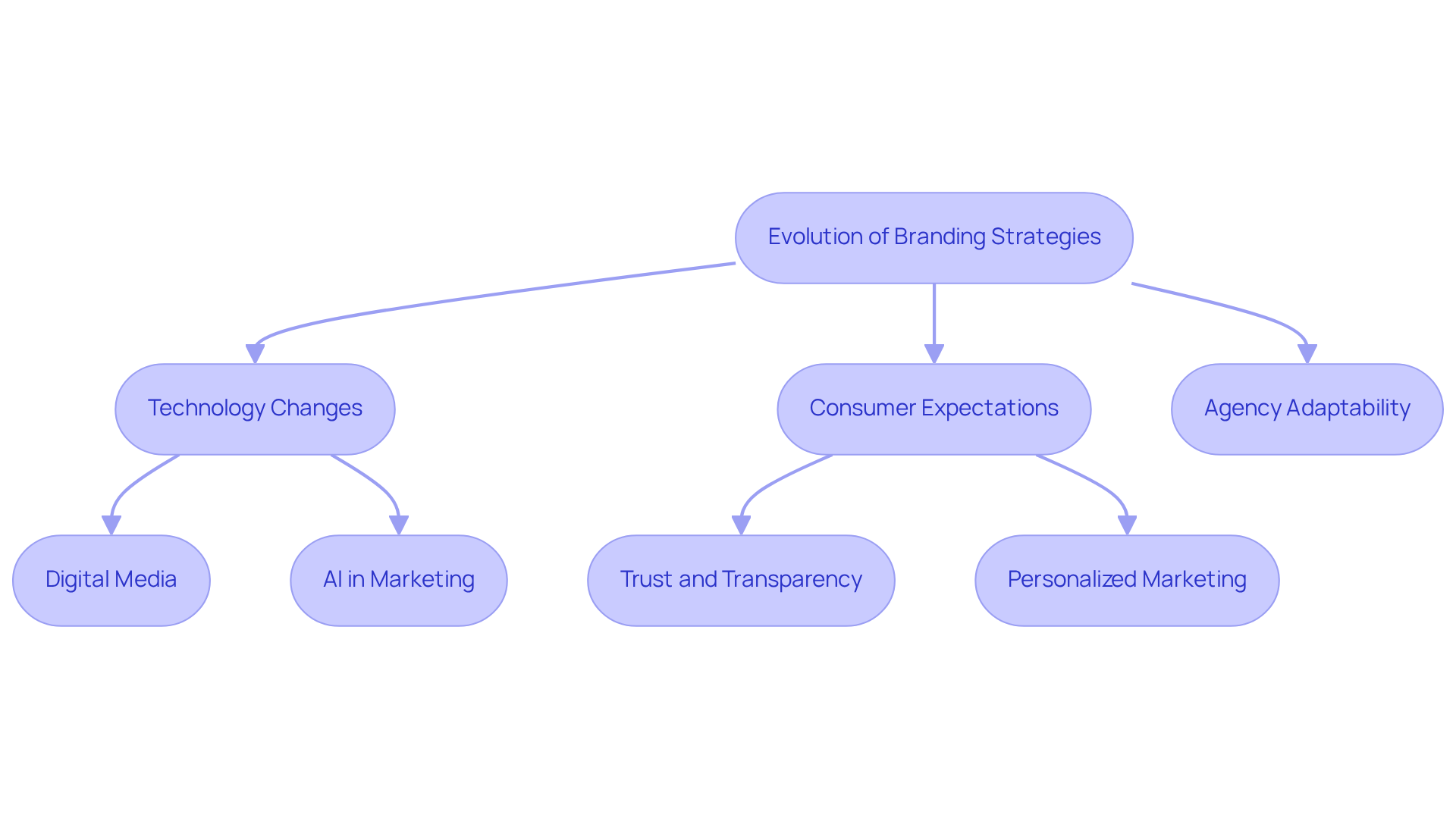 This flowchart shows how branding strategies evolve over time. Each box represents a key factor influencing branding, and the arrows indicate how these factors connect and impact each other. Follow the flow to understand how agencies adapt to meet changing consumer needs. This flowchart shows how branding strategies evolve over time. Each box represents a key factor influencing branding, and the arrows indicate how these factors connect and impact each other. Follow the flow to understand how agencies adapt to meet changing consumer needs.