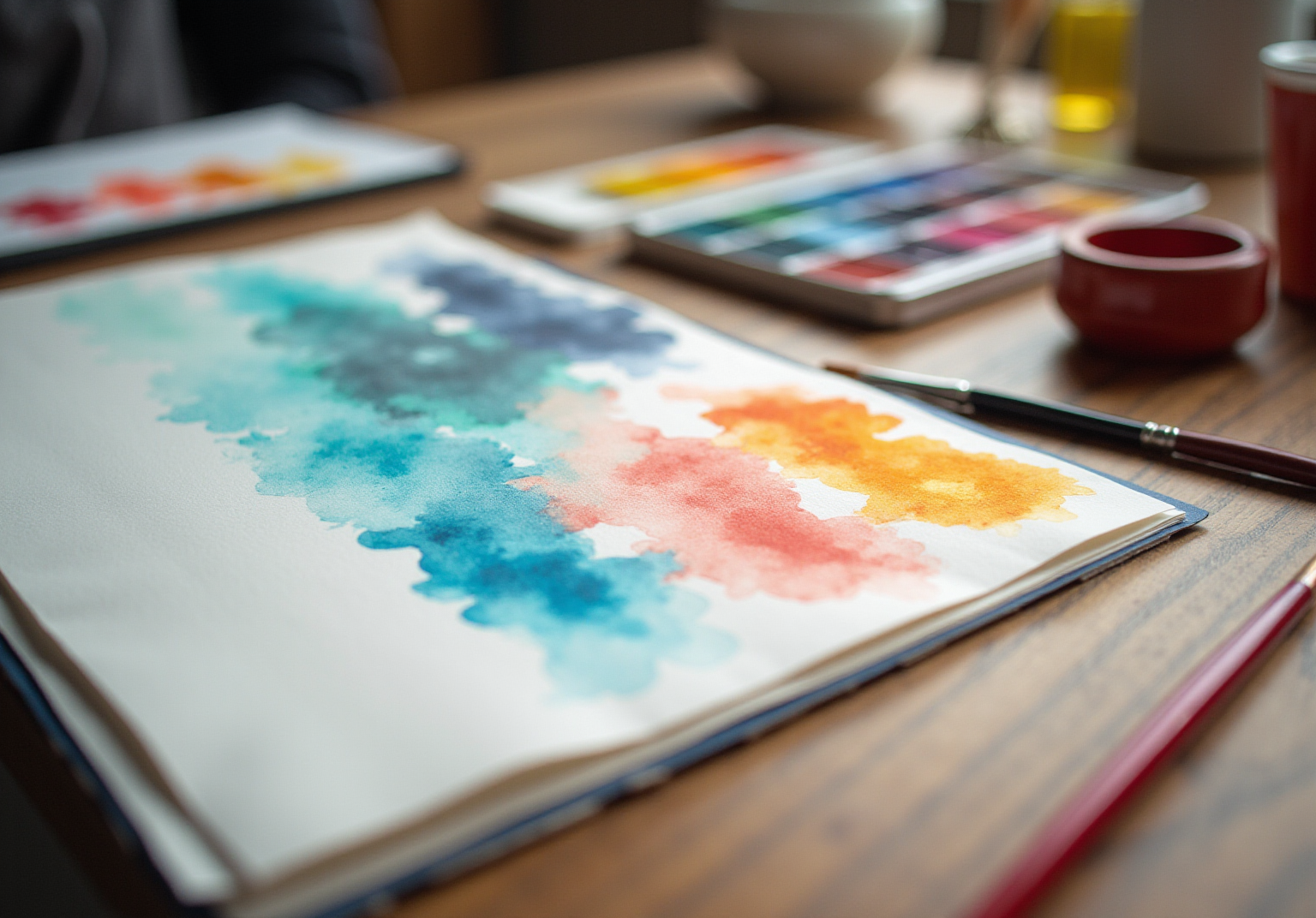 Artistic Workspace with Hahnemühle Watercolor Paper Artistic Workspace with Hahnemühle Watercolor Paper