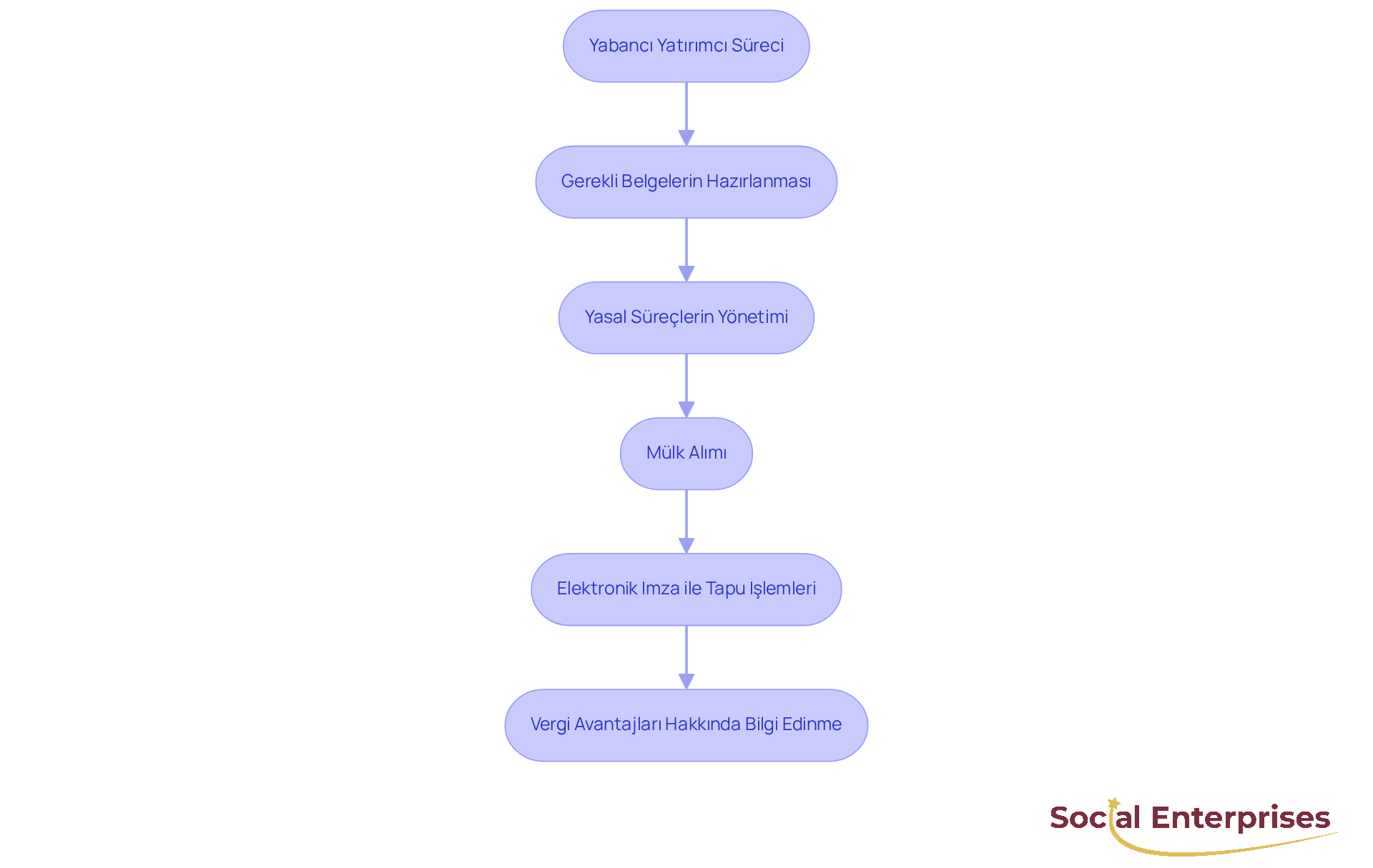 Her kutu, sürecin bir aşamasını temsil eder. Oklar, aşamalar arasındaki akışı gösterir. Süreci takip ederek, yatırımcıların hangi adımları atması gerektiğini kolayca anlayabilirsiniz.