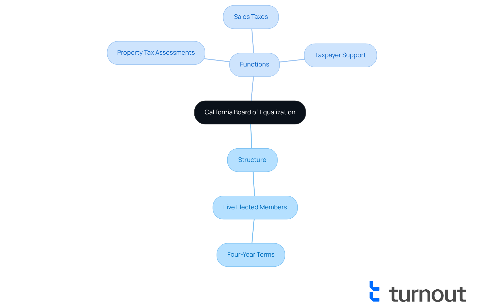 The center represents the Board itself, while the branches detail its structure and key functions, helping you see how everything is interconnected and what each part does.