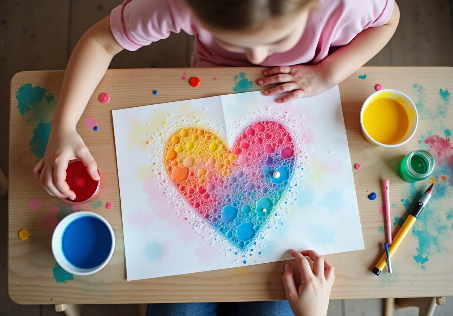 Bubble Art Heart Watercolor Card Creation
