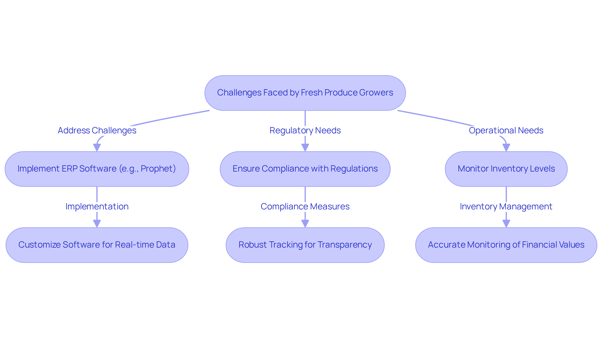 This flowchart guides you through the critical steps and decisions that fresh produce growers need to take to effectively implement ERP software and manage their operations. Follow the arrows to see how each step leads into the next! This flowchart guides you through the critical steps and decisions that fresh produce growers need to take to effectively implement ERP software and manage their operations. Follow the arrows to see how each step leads into the next!
