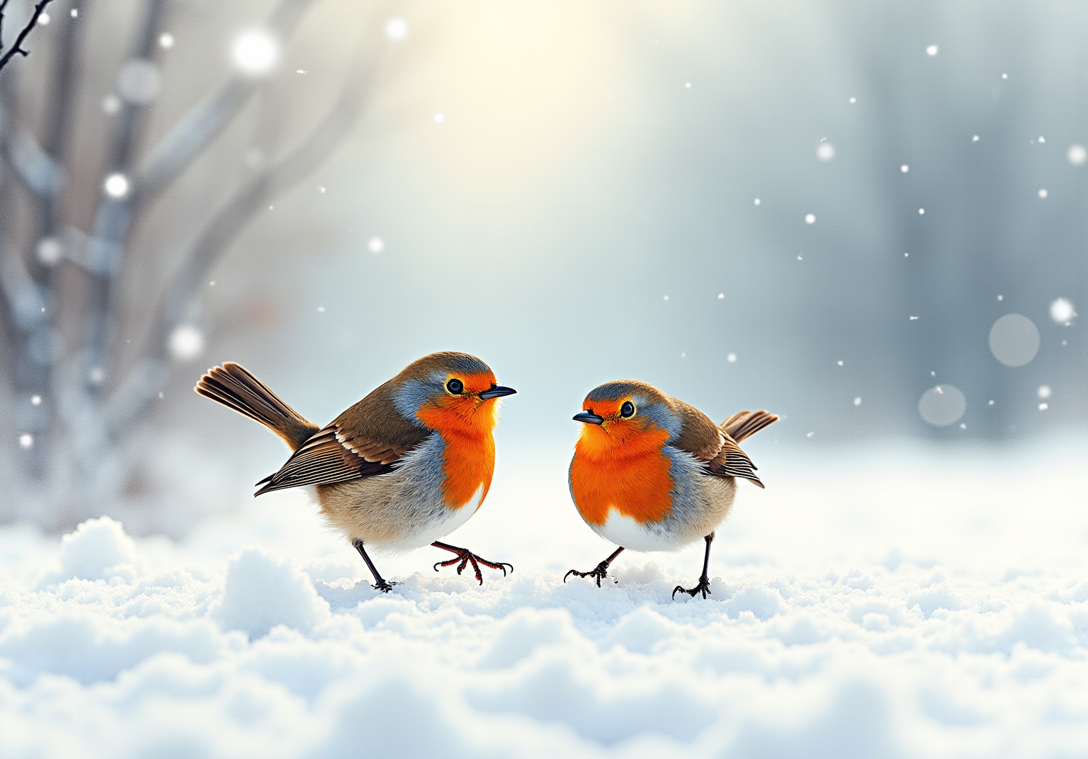 Cheerful Red Robins in Winter Cheerful Red Robins in Winter