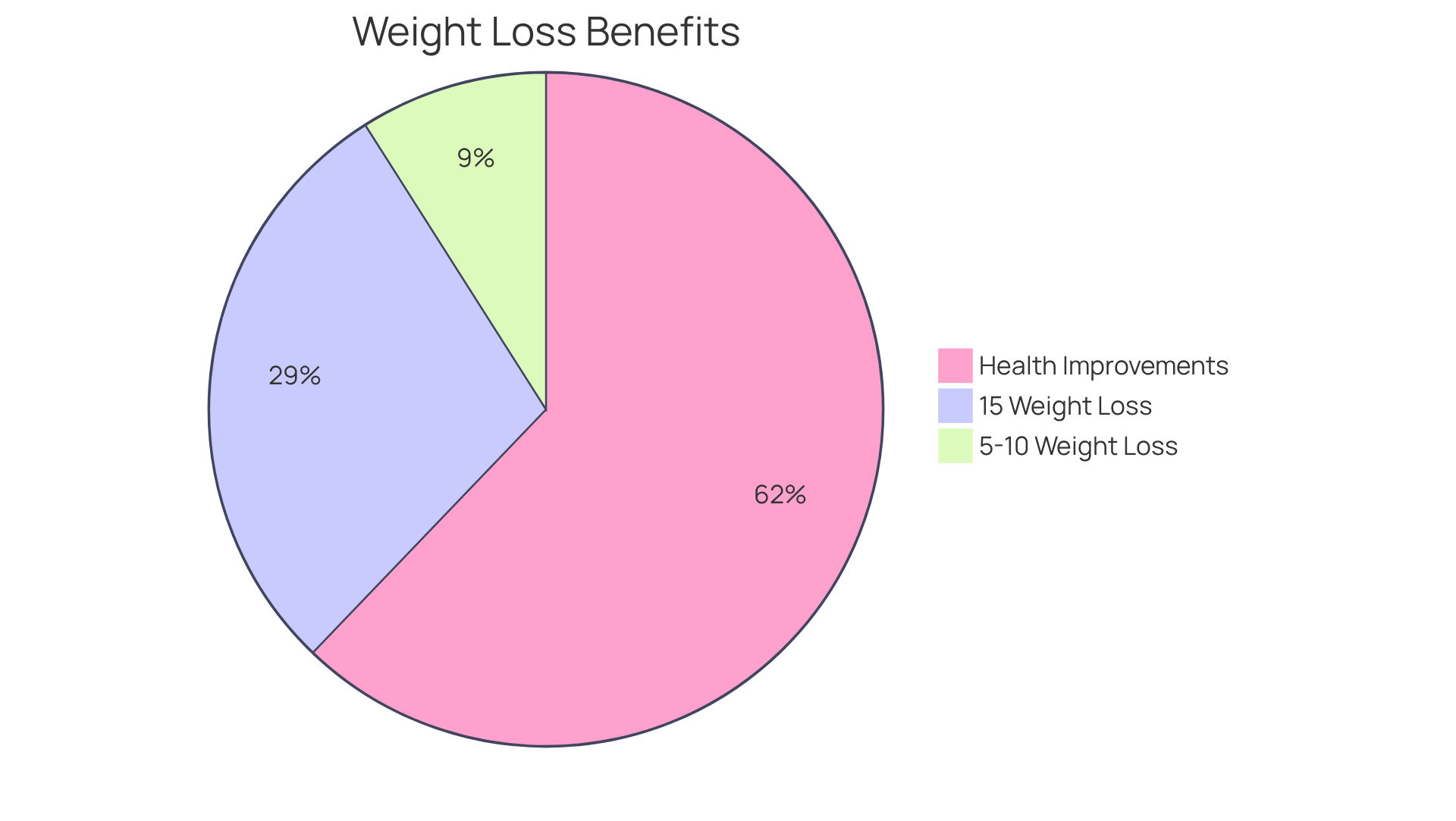 Each slice of the pie shows how much weight loss can reduce the risk of chronic diseases. The bigger the slice, the more significant the health improvement associated with that level of weight loss.