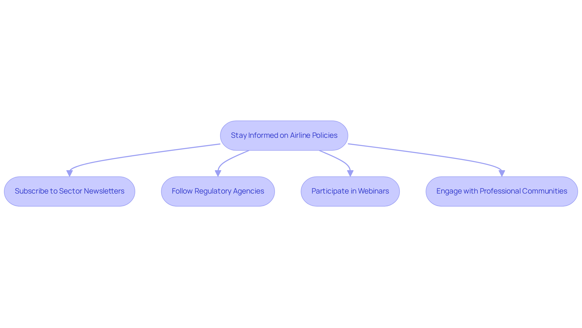 Each box represents a step you can take to stay updated on airline policies. Follow the arrows to see how these actions connect to help you provide better support.