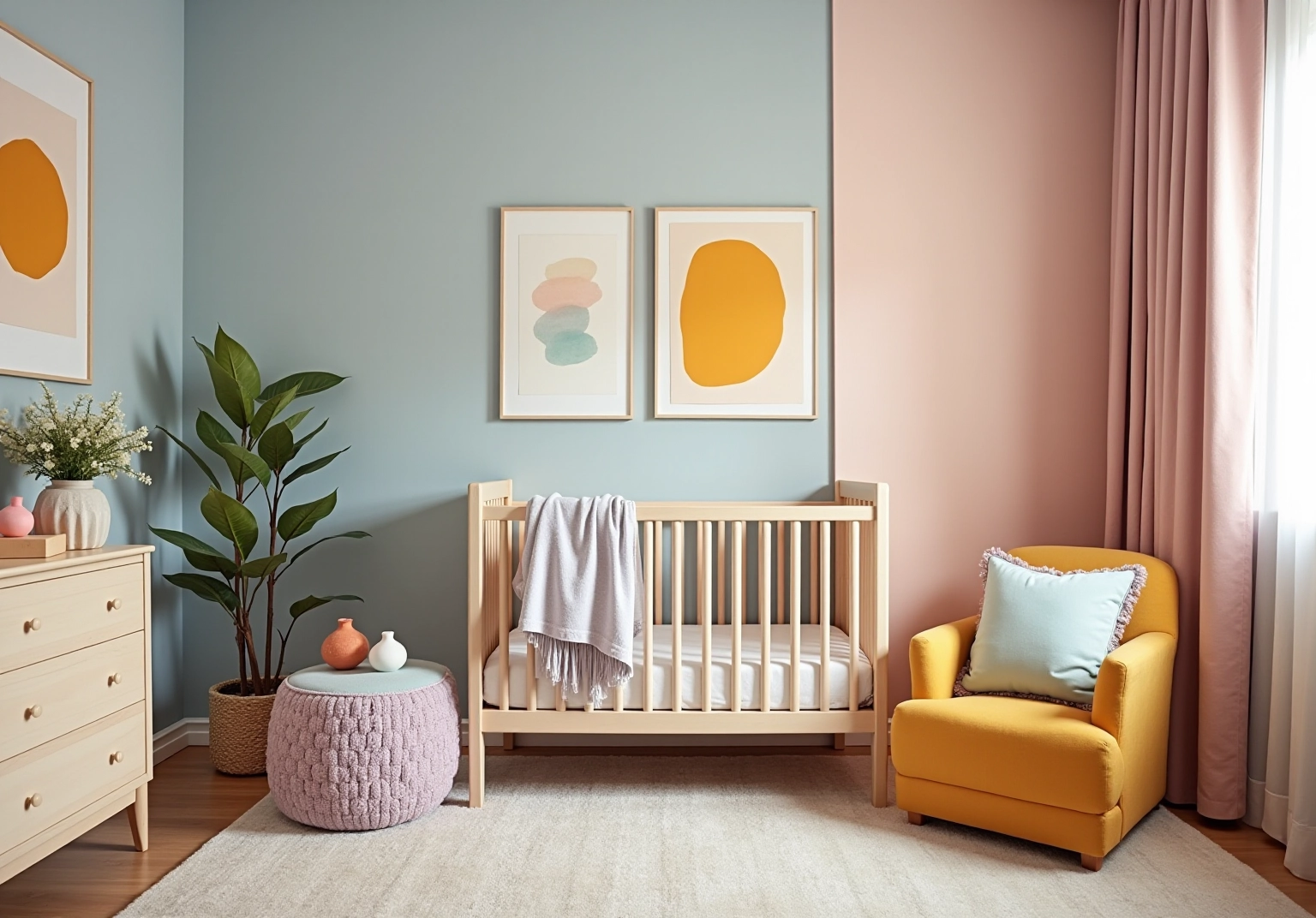 Calming Nursery with Harmonious Color Schemes