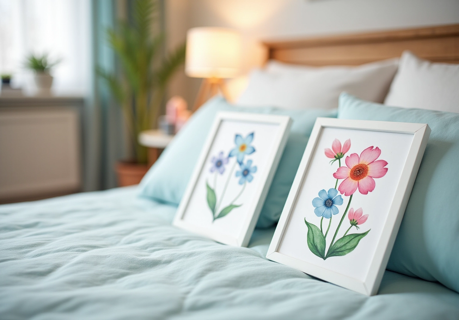 Calming Watercolor Flowers in Cozy Home Calming Watercolor Flowers in Cozy Home