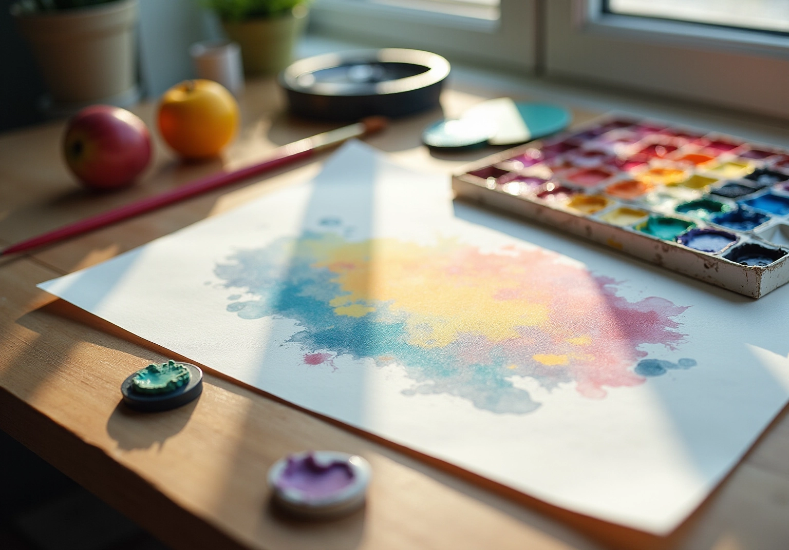 Canson Montval Watercolor Paper in an Artistic Workspace Canson Montval Watercolor Paper in an Artistic Workspace