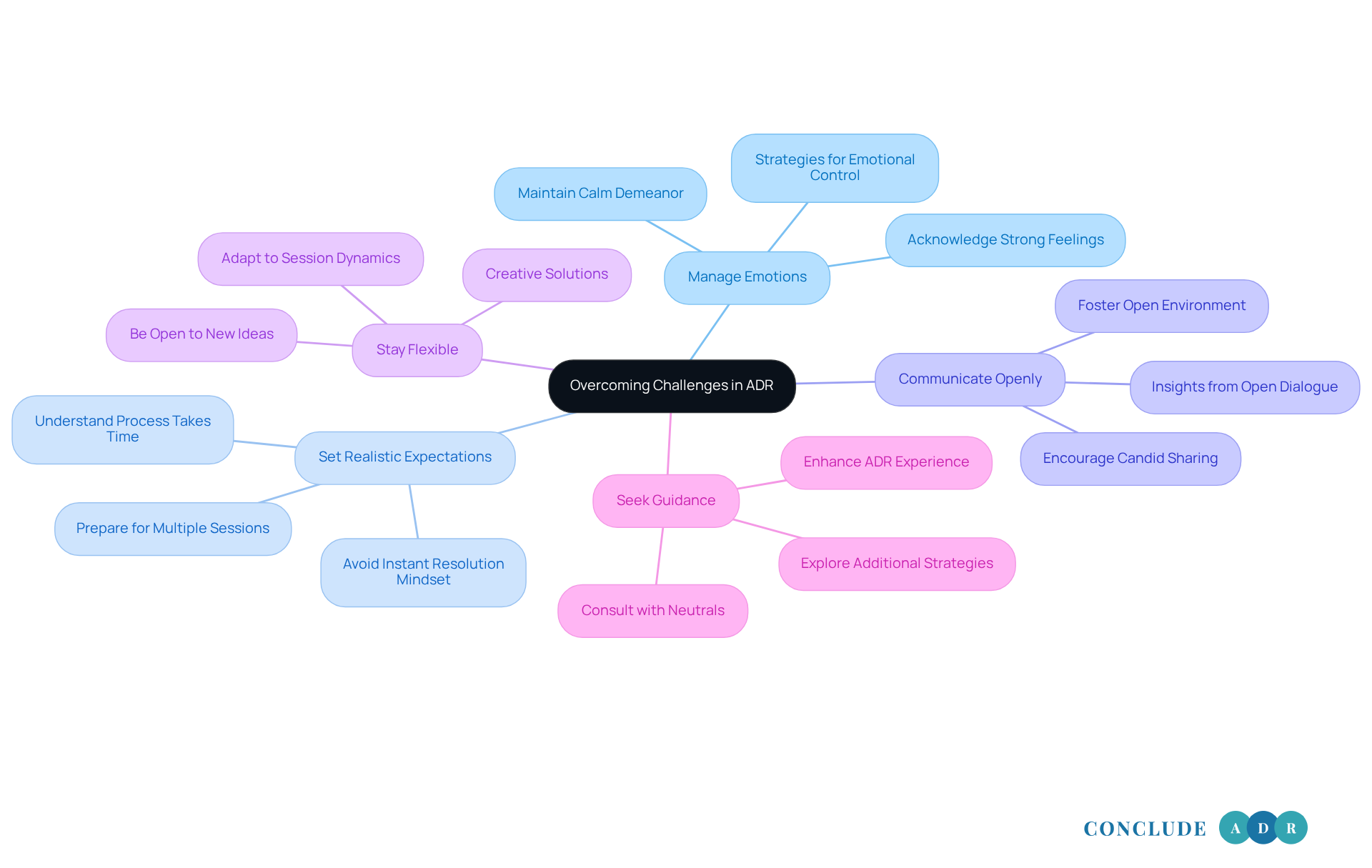 Each branch represents a key tip for navigating ADR challenges. Follow the branches to explore each strategy and consider how they can help improve your experience during disputes.