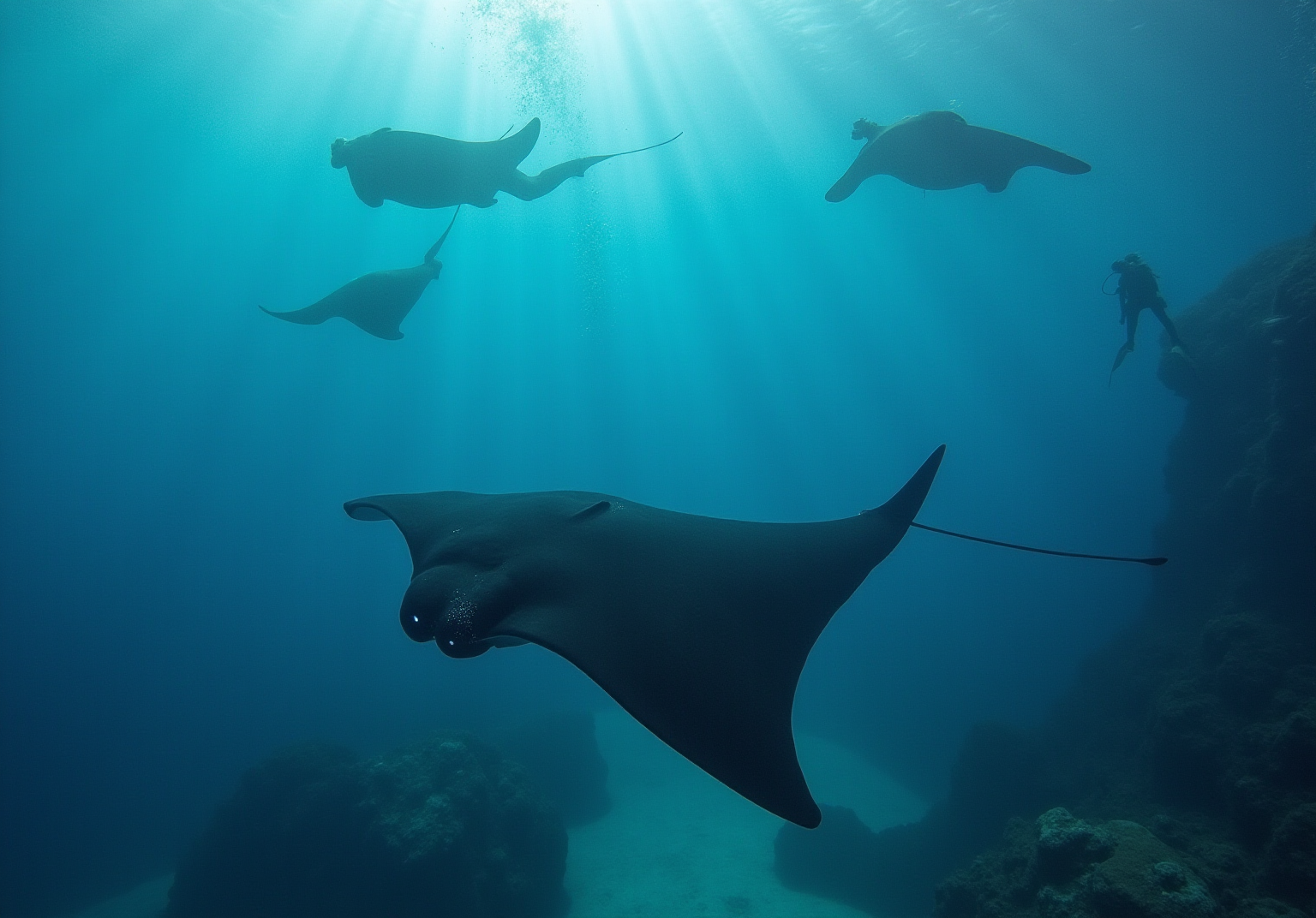 Graceful Manta Ray Interactions
