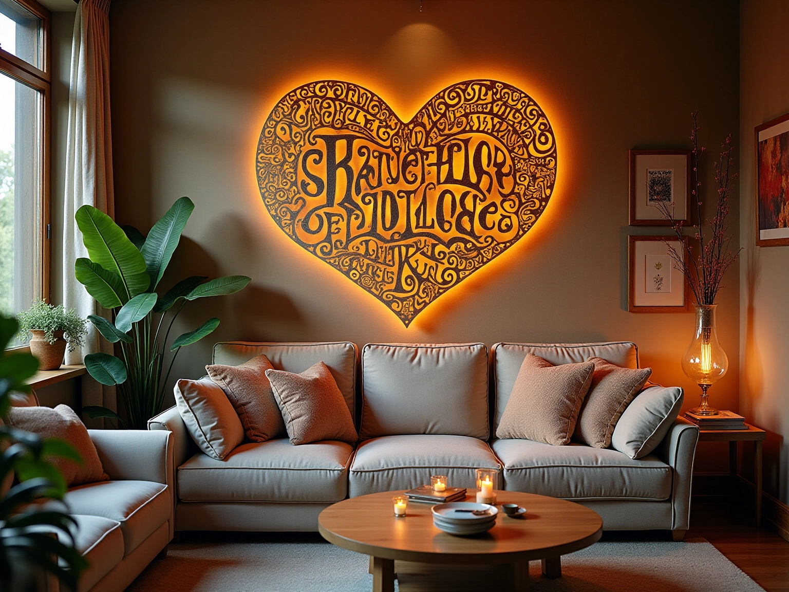 Charming Living Space with Art Nouveau Lettering