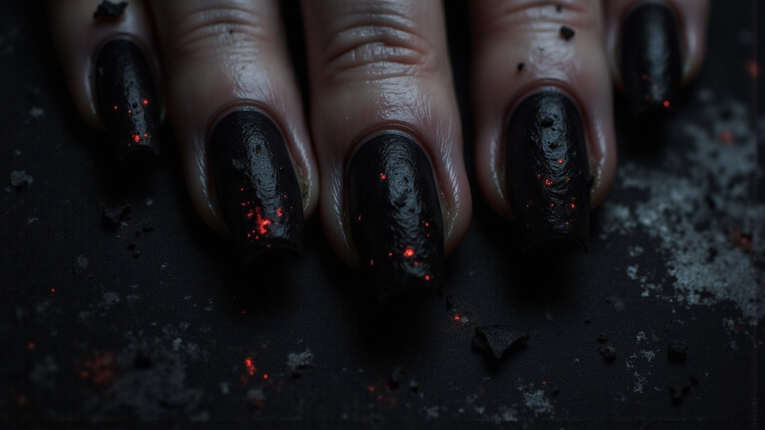 Chipped Black Nail Polish: A Goth Statement