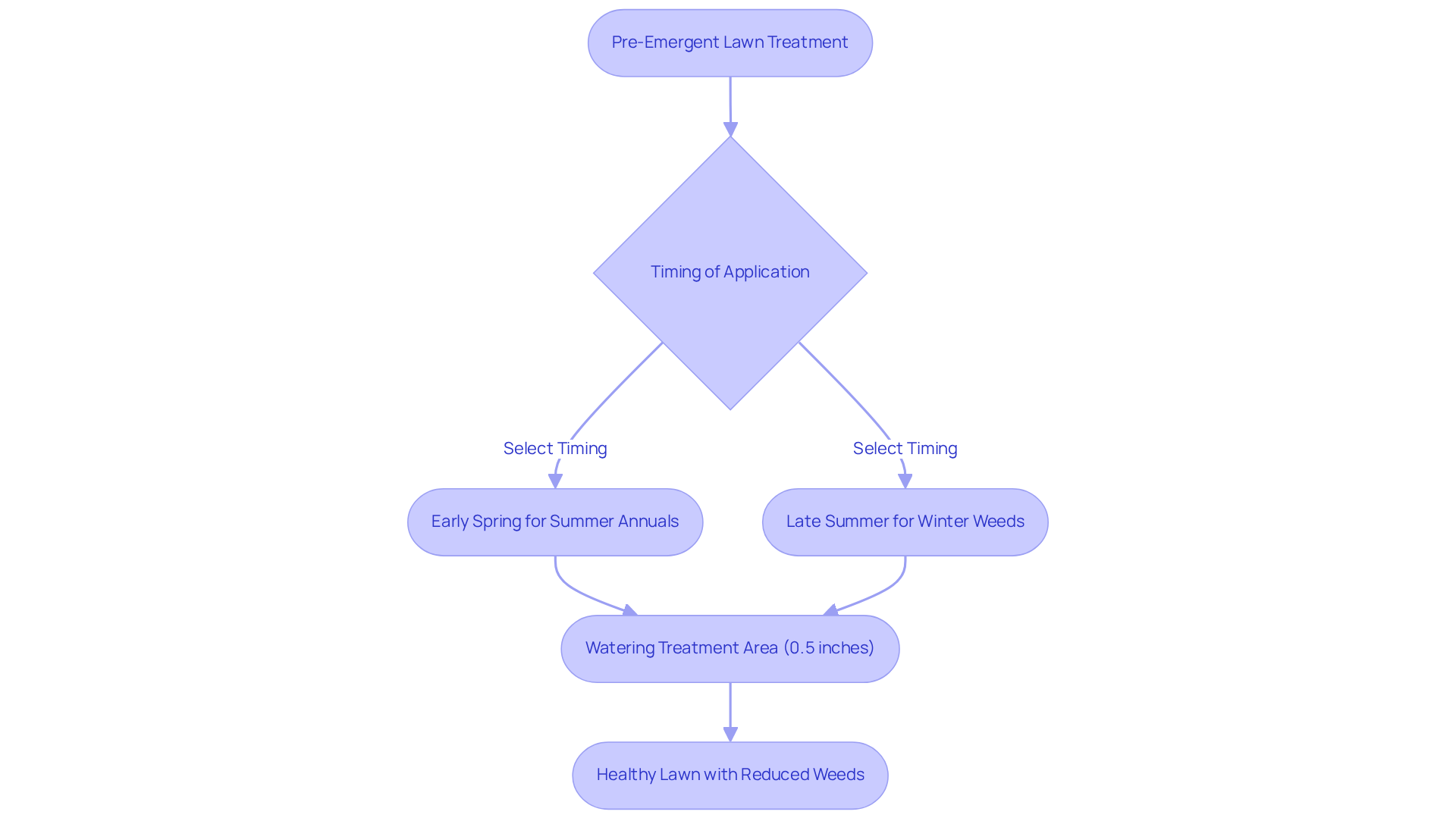Follow the arrows to see the steps for applying pre-emergent treatments. Each box represents a key action to take for maintaining a healthy lawn, from timing your application to watering afterward. Follow the arrows to see the steps for applying pre-emergent treatments. Each box represents a key action to take for maintaining a healthy lawn, from timing your application to watering afterward.