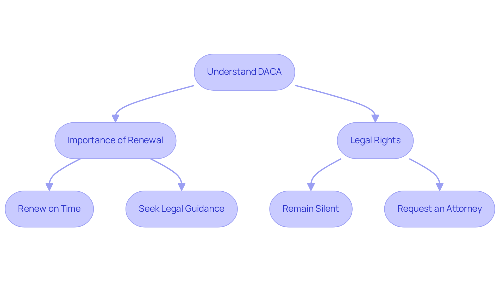 This flowchart guides you through understanding DACA and the steps you need to take for renewal. Follow the arrows to see what actions to take and know your rights if faced with legal challenges.