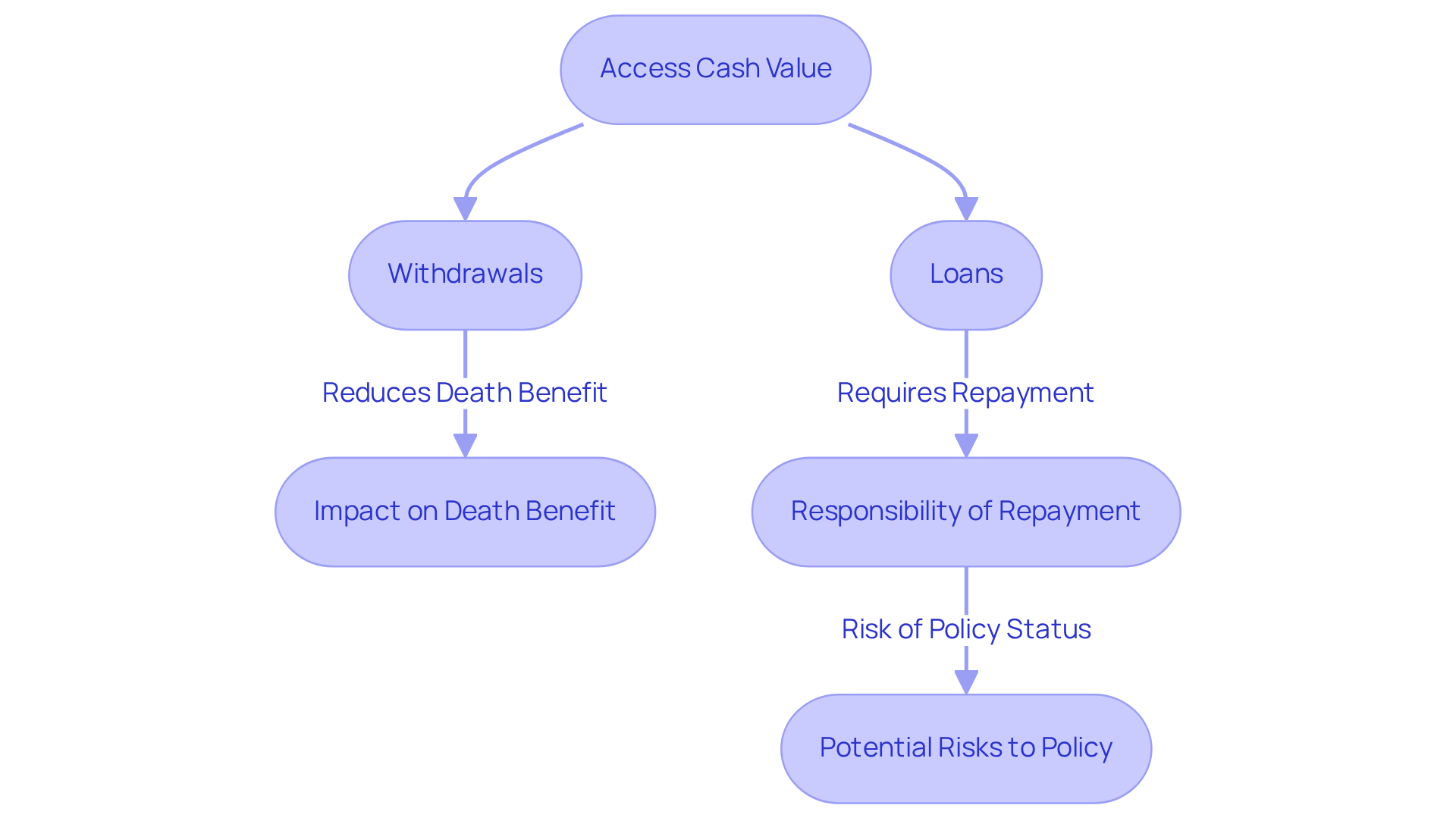This flowchart guides you through the options for accessing cash value from your policy. Follow the arrows to see the choices and their implications, helping you make informed decisions.