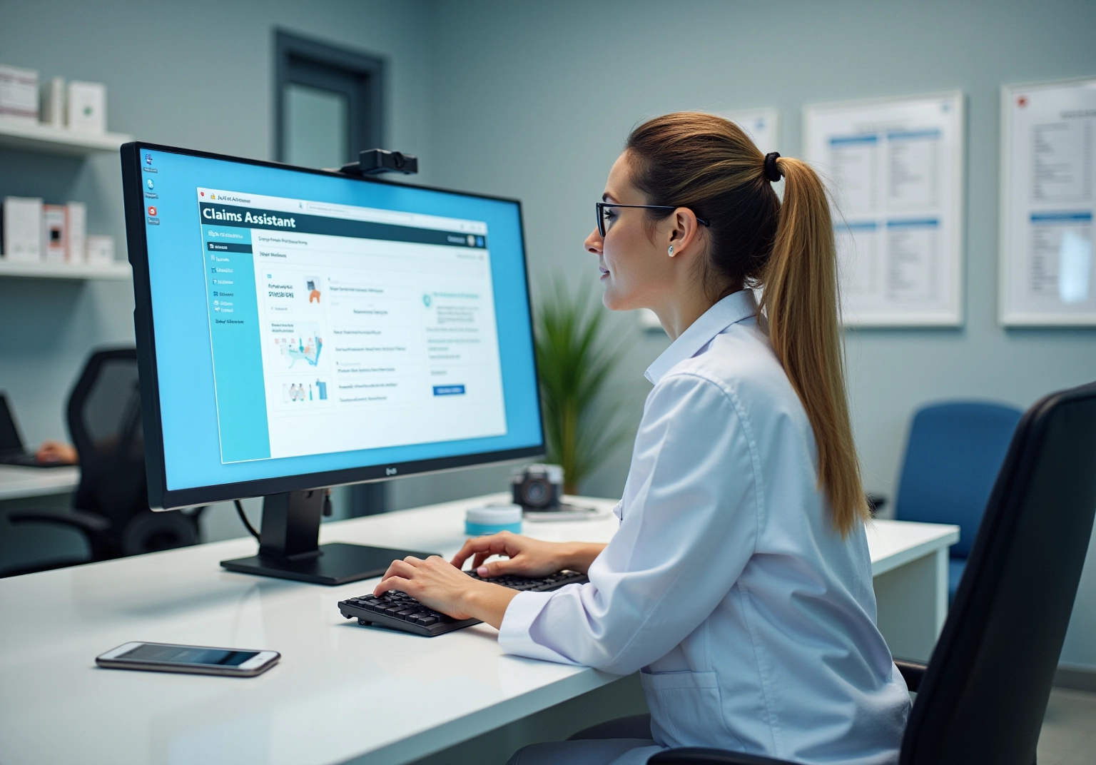 Claims Assistant in a Modern Medical Office