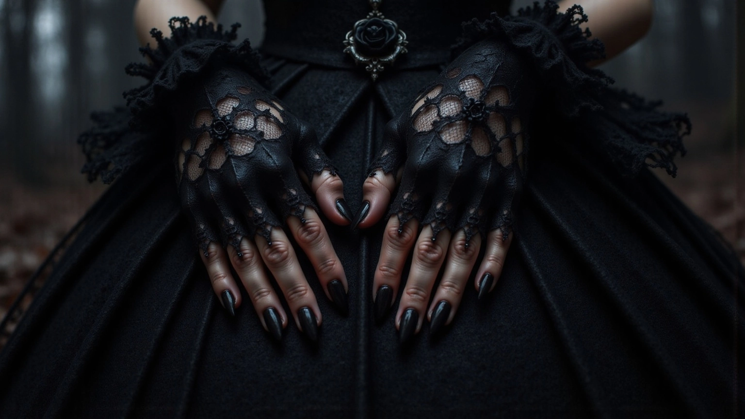 Classic Goth Fingerless Gloves