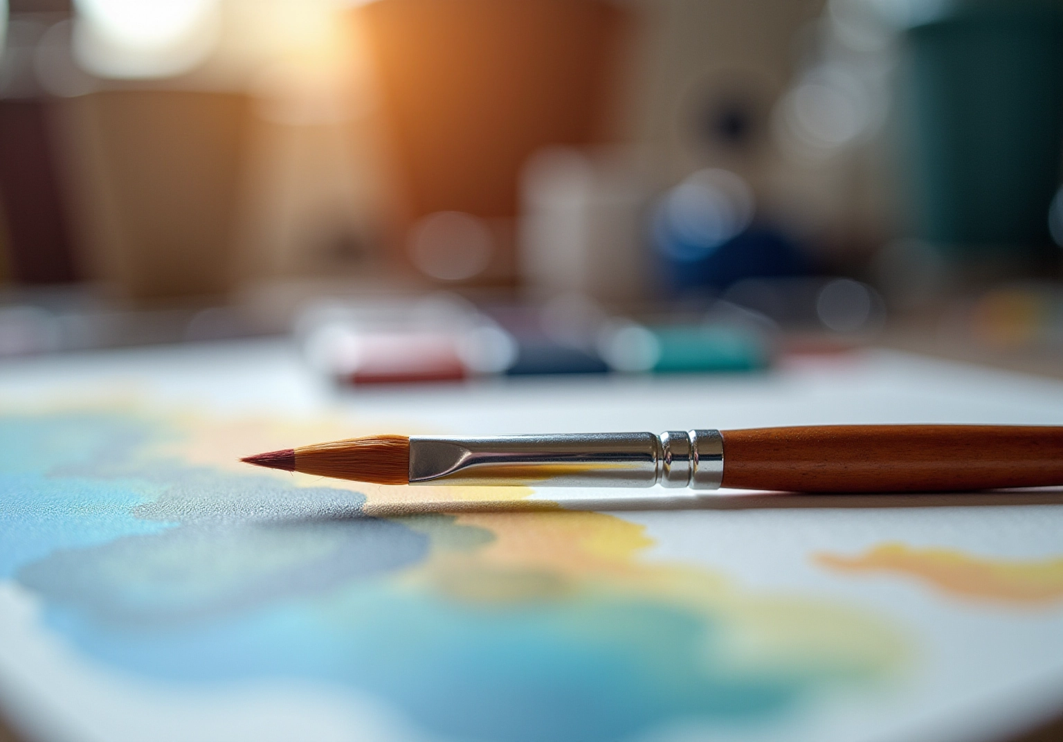 Close-Up of Watercolor Brush Components