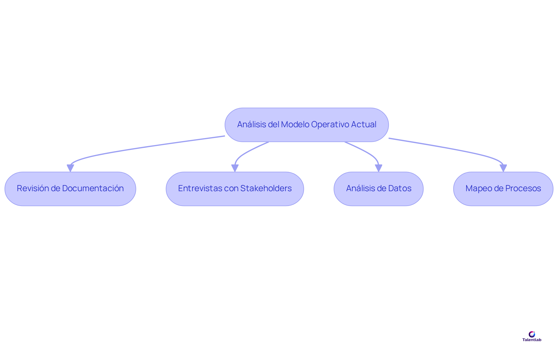 Cada cuadro representa un paso en el proceso de evaluación. Sigue las flechas para ver cómo cada etapa se conecta con la siguiente, ayudando a entender cómo se lleva a cabo el análisis del modelo operativo.