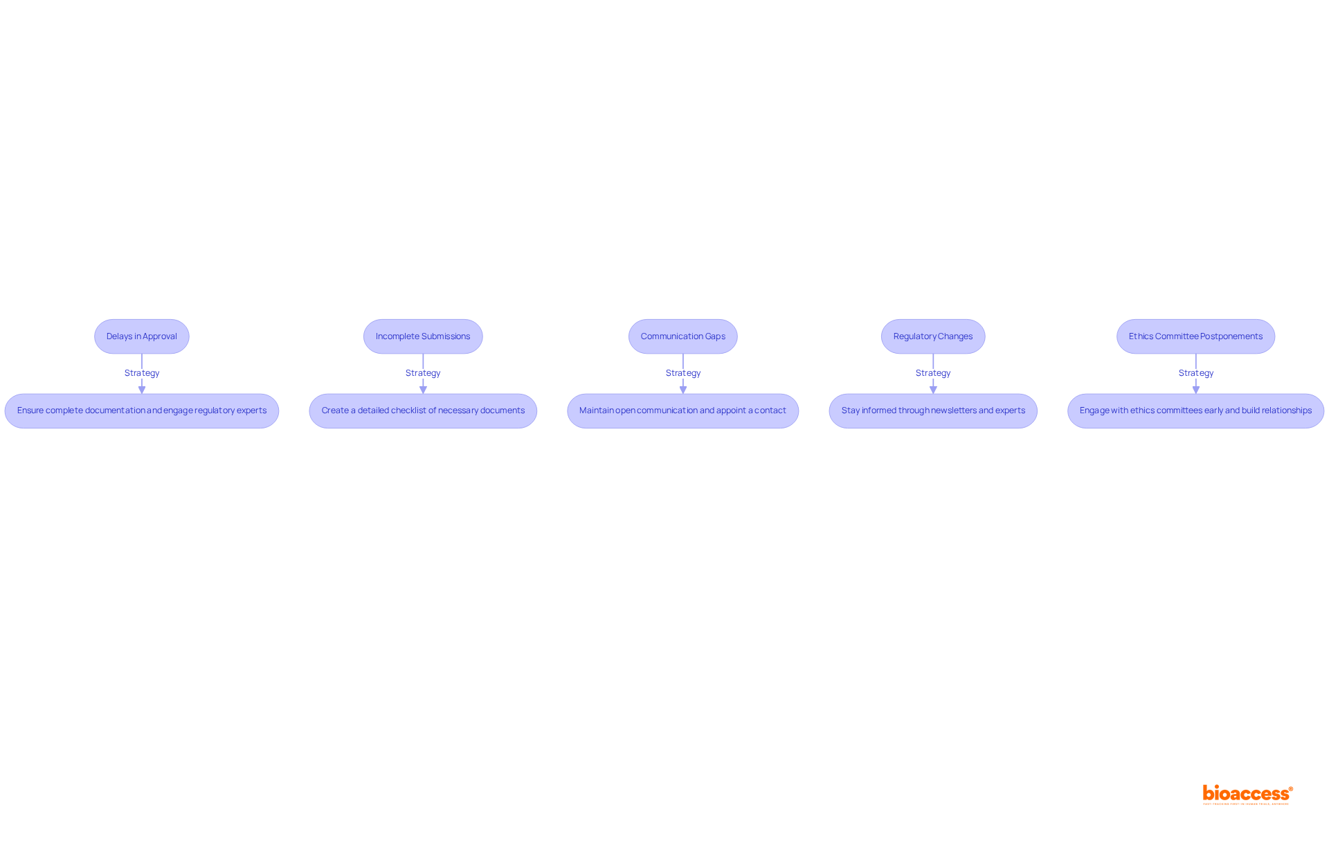 Each box shows a common challenge researchers face in the ANVISA navigation process, and the arrows point to strategies that can help overcome these issues. Use this chart as a quick reference to streamline your regulatory submissions.