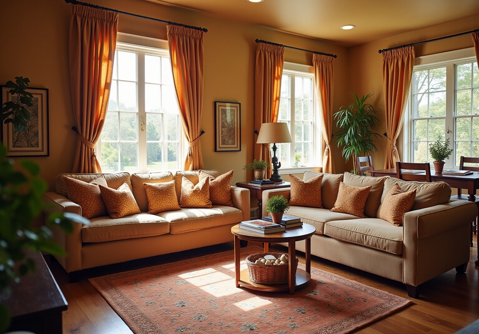 Cohesive Living Room with Repeated Design Cohesive Living Room with Repeated Design