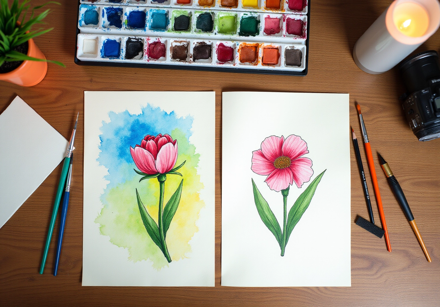 Comparative Art Techniques: Watercolor vs. Traditional Sketching