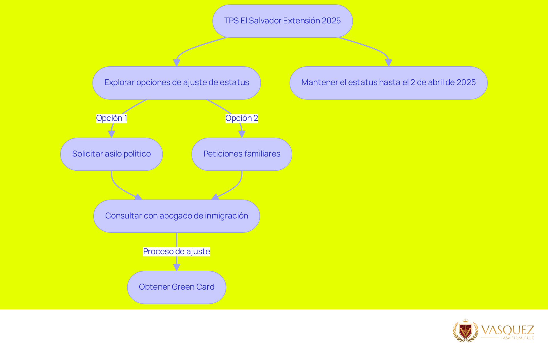 Cada cuadro representa un paso en el proceso de regularización. Las flechas indican cómo se puede avanzar de un paso a otro, mostrando las decisiones que los beneficiarios pueden tomar.