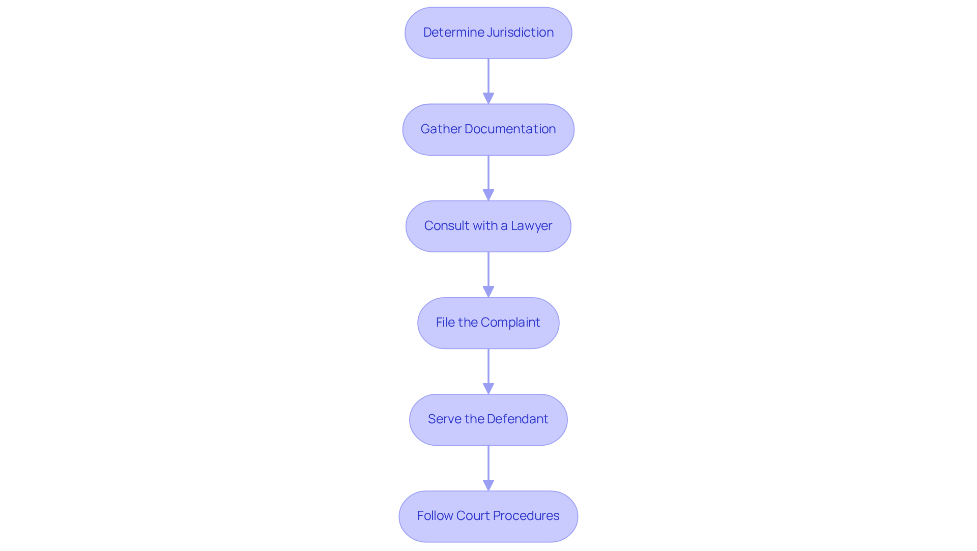 Each box represents a step you need to take in the process of filing your aviation case. Follow the arrows to see the order in which you should complete each step.
