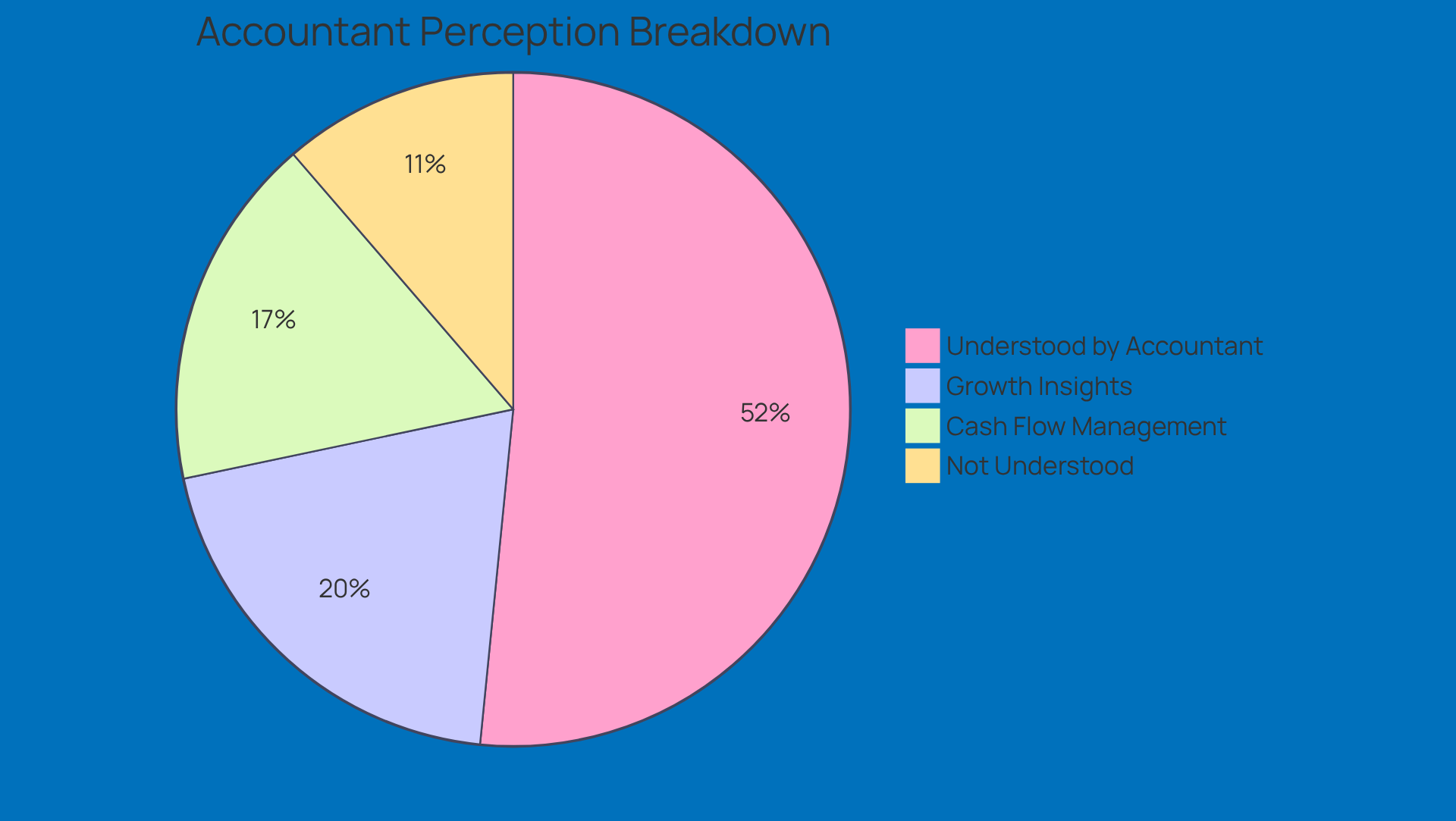 The large blue slice shows the majority of business owners who feel their accountant understands their needs. The gray slice represents those who don't feel this way. If included, smaller slices highlight other benefits of hiring an accountant, showcasing their value to your business.