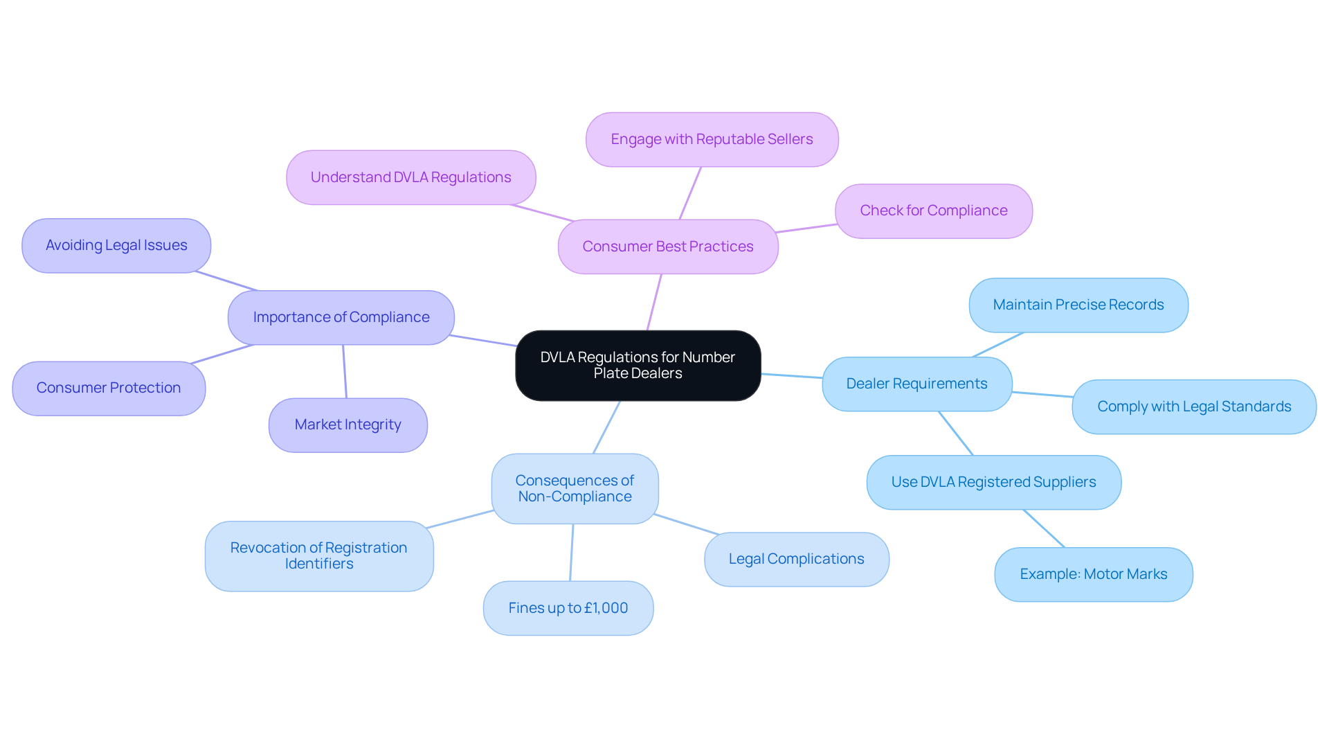 The central node represents the main topic, while the branches outline key elements of regulation. Each branch explains important details, helping you understand the full landscape of compliance and consumer guidance.