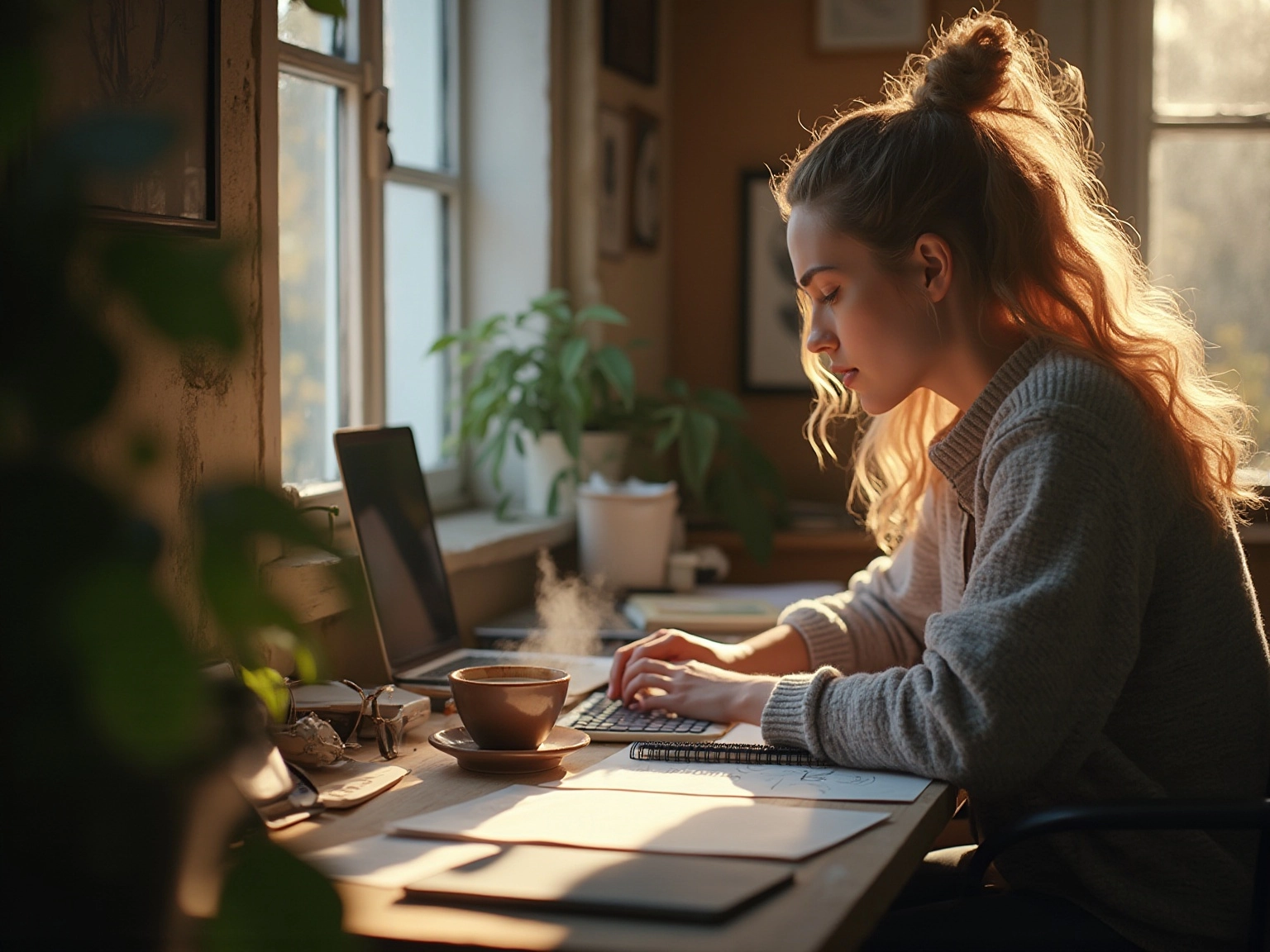 Crafting a Creative Bio in a Cozy Workspace