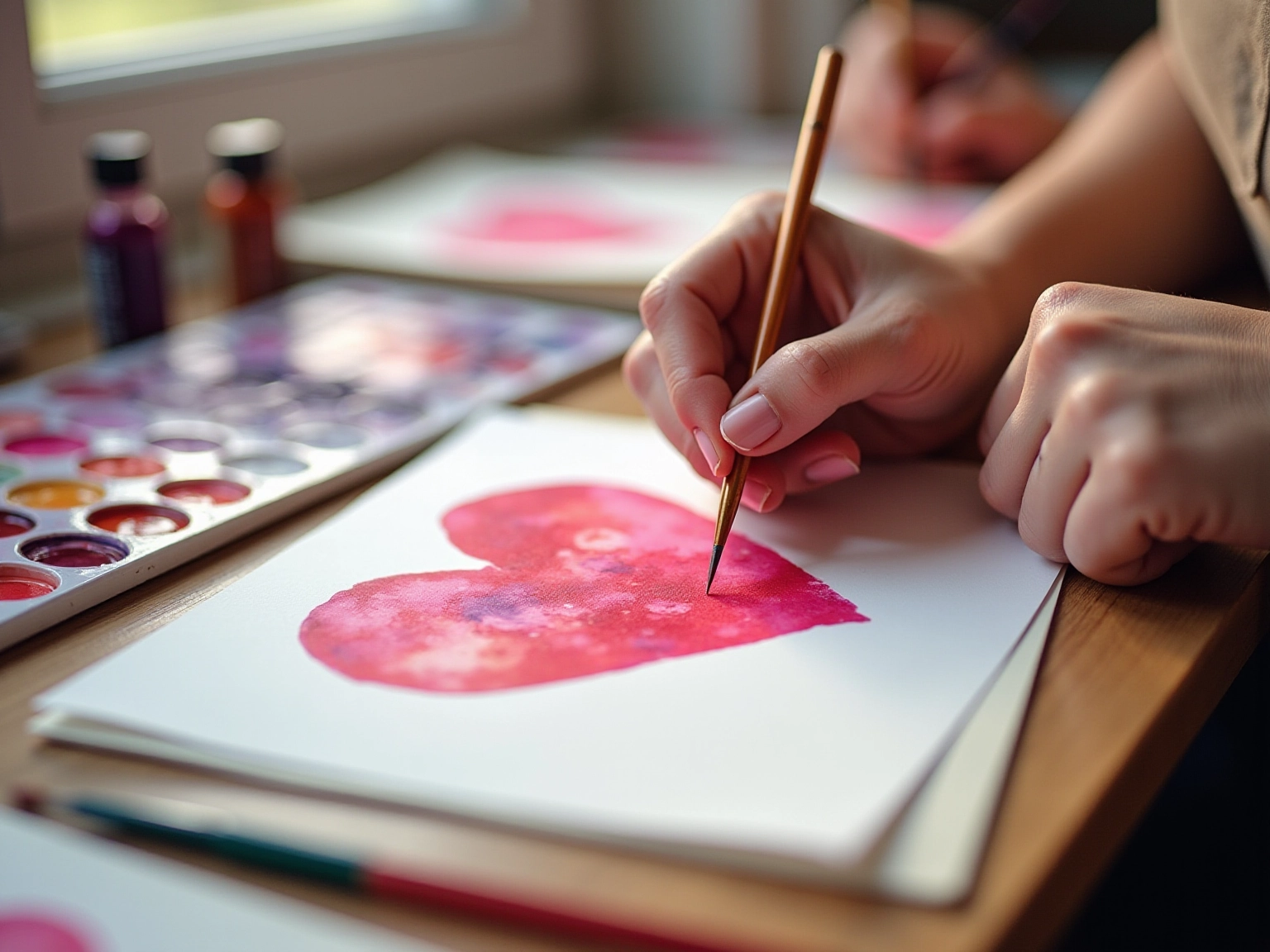 Crafting Valentine's Watercolor Hearts