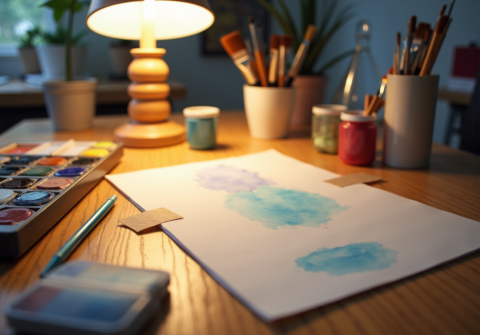 Well-Prepared Watercolor Workspace