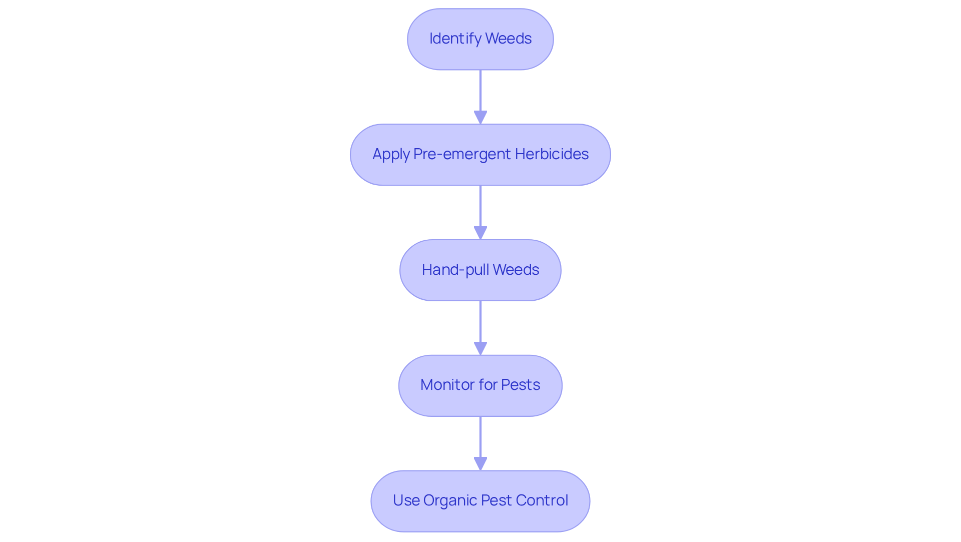 Each box represents a step in the lawn care process. Follow the arrows to see how to effectively manage weeds and pests for a healthier lawn.