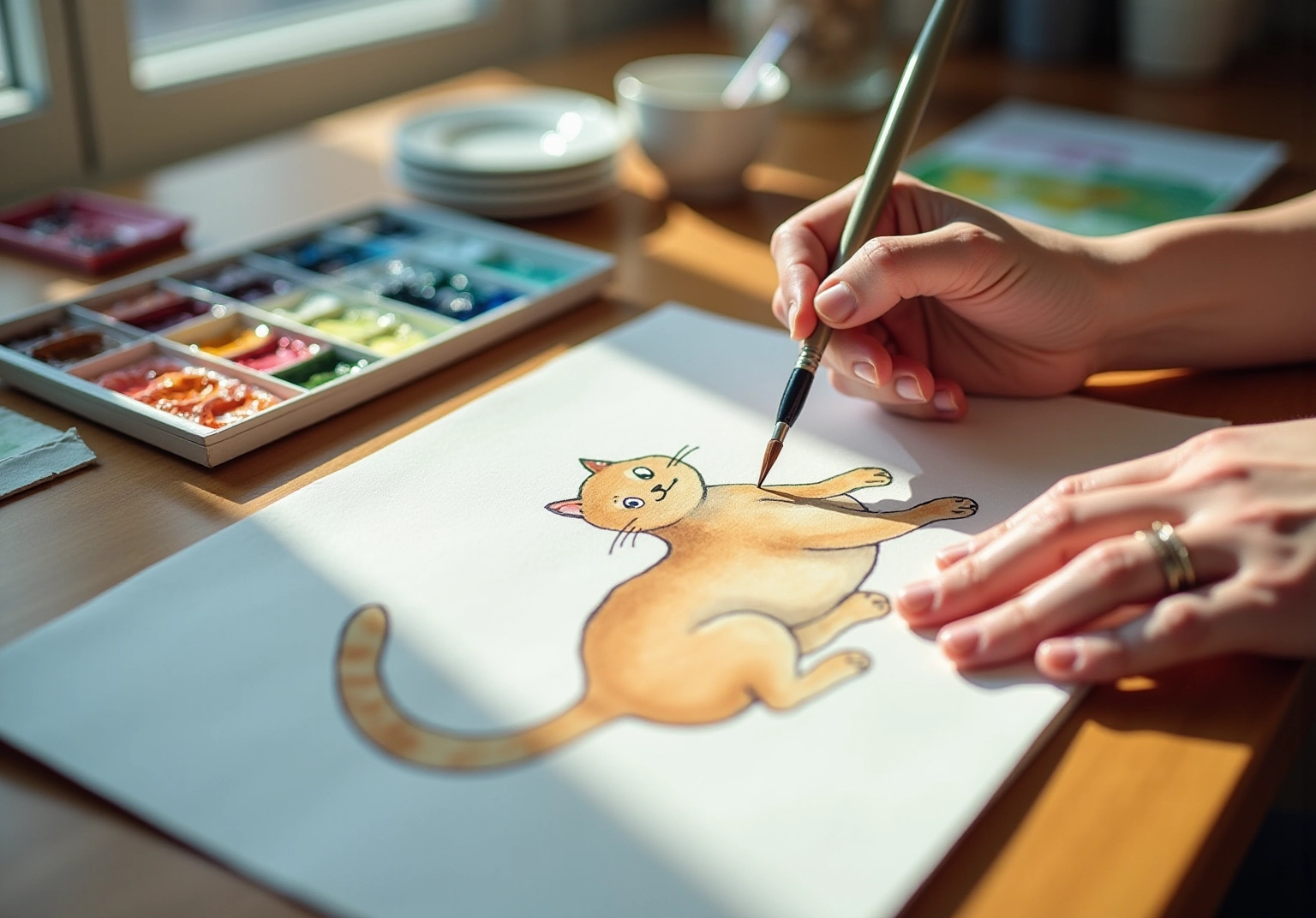 Creating a Cat Watercolor Painting Creating a Cat Watercolor Painting