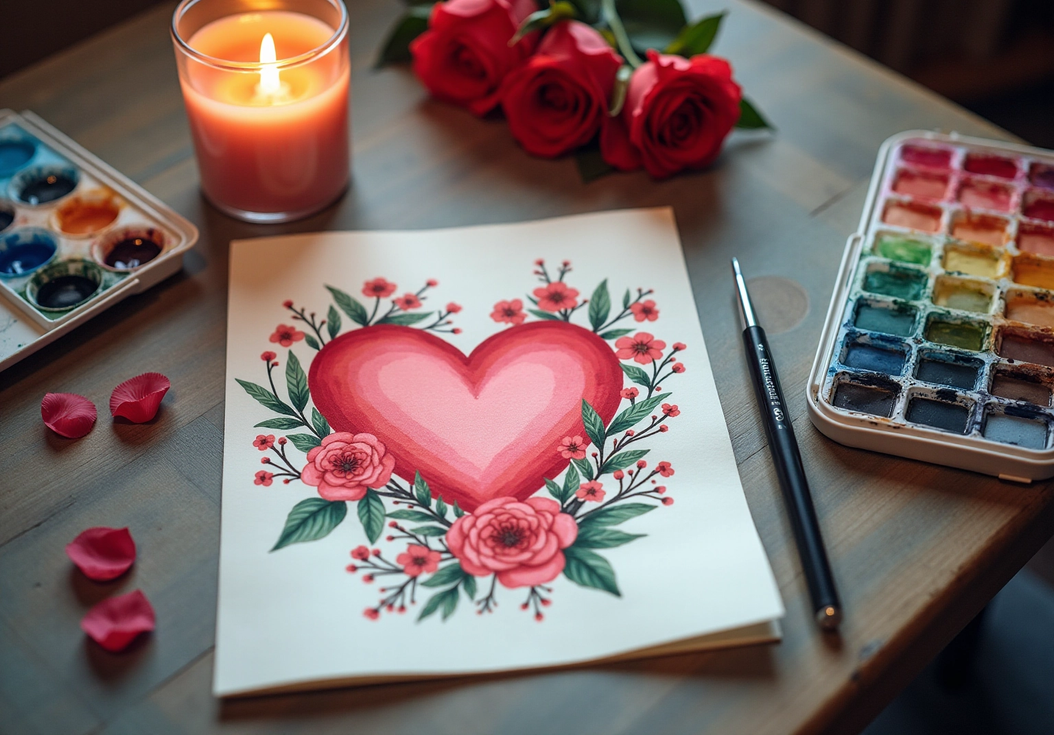 Creating a Floral Heart Watercolor Card