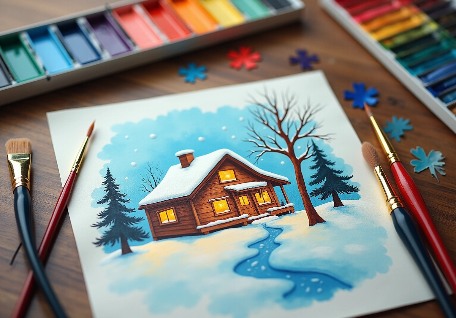 Creating a Winter Cabin Watercolor Creating a Winter Cabin Watercolor