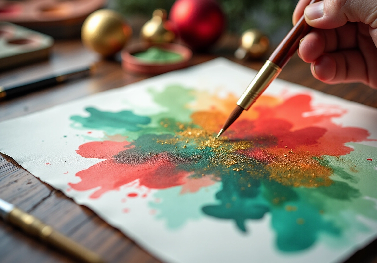 Creating Abstract Watercolor Holiday Greetings