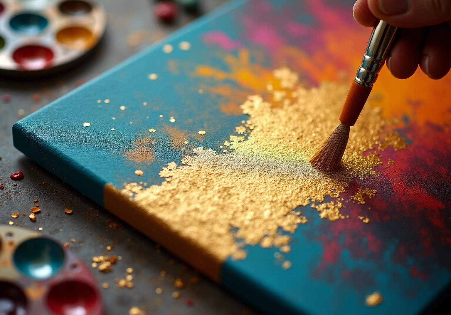 Creating Elegance: Gold Leaf Abstract Painting Creating Elegance: Gold Leaf Abstract Painting
